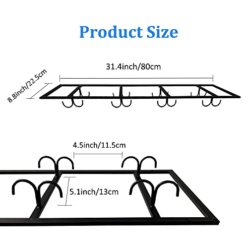 Drstarful Under Cabinet Hooks for Mugs, 16 in 1 Large Coffee Bar Mug Rack, Under Shelf Durable Metal Mug Hanger Holder for Coffee Cup Display, Hanging & Drying, Easy to Mount, Screws Included