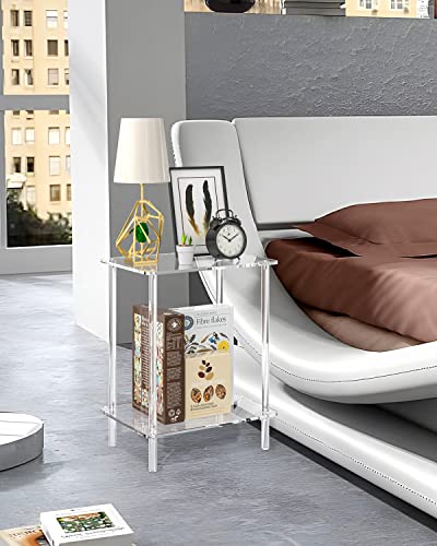 KSacry Small Acrylic Side Table for Small Spaces, 3 Tier Clear Side Table,Small Nightstand/Bedside Table/End Table for Living Room, Bedroom, Bathroom,15.75" L x 11.81" W x 20" H