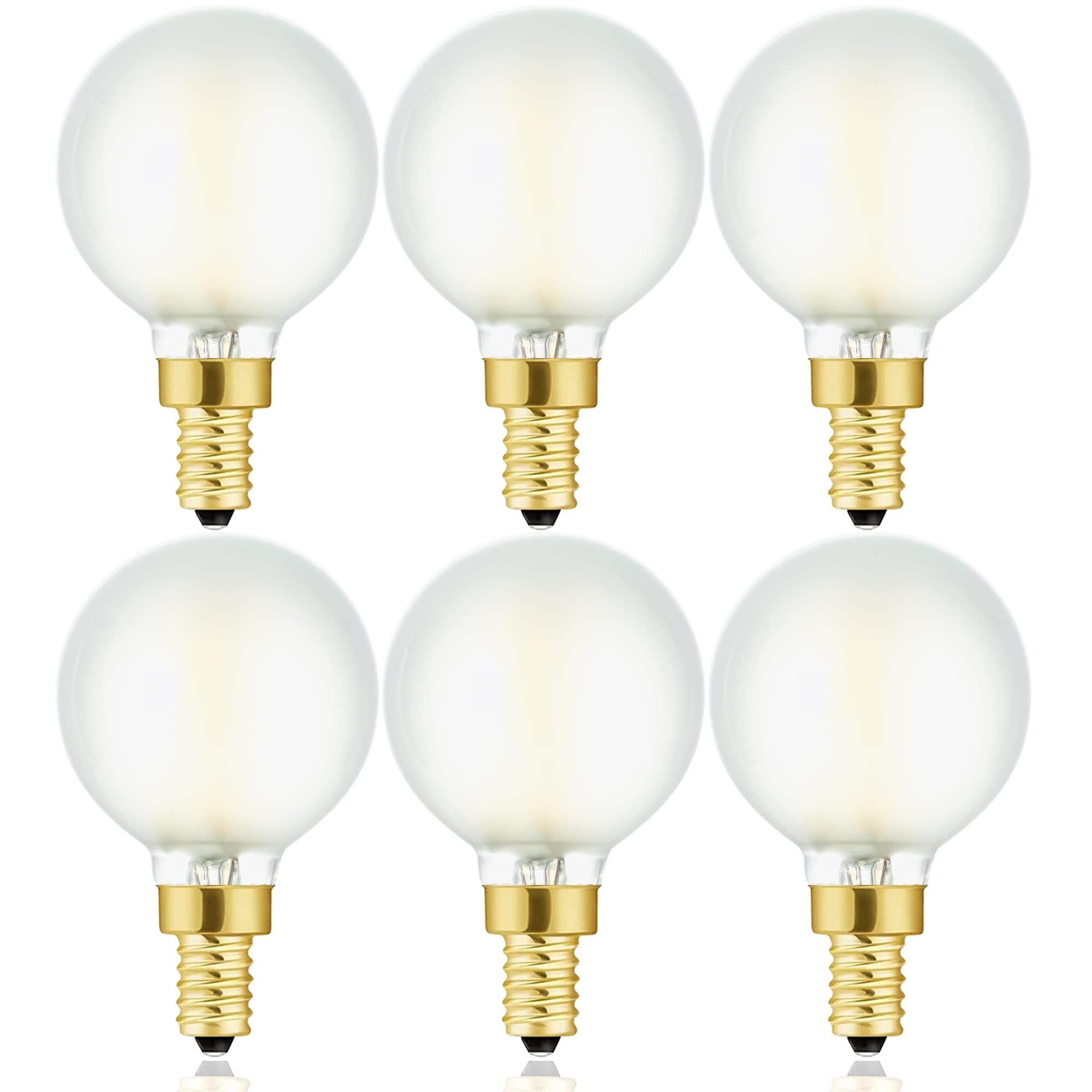 Leools Dimmable G16.5 LED Frosted Bulbs,4W Equal 40 Watt Light Bulb,400lm,Soft White 3000K,Frosted Glass,E12 LED Globe Light Bulb for Pendant,Vintage LED Filament Candle Bulb with Decorative,6Pcs