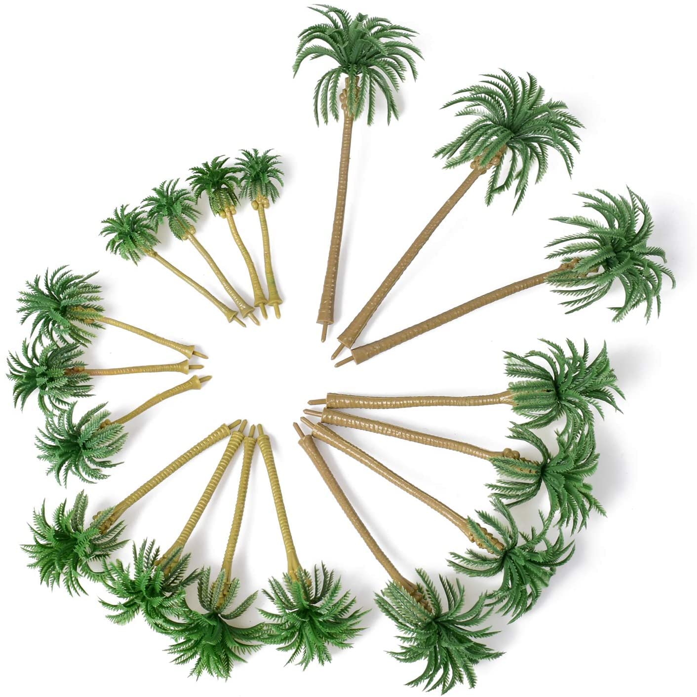 HUIANER Palm Tree Model Trees, Miniature Palm Trees Mixed 5 Size Fake Plastic Trees with No Stands for DIY Scenery Landscape Cake Decoration(18PCS 3.1" - 6.3")