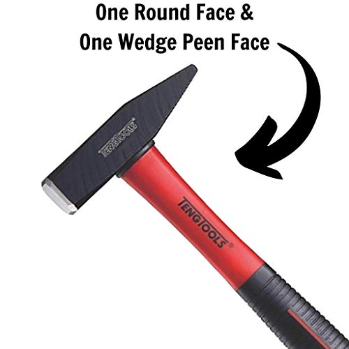 Teng Tools 500 Gram Cross Peen Engineers Hammer With One Round Face & One Wedge Peen Face - HMEG500, Silver