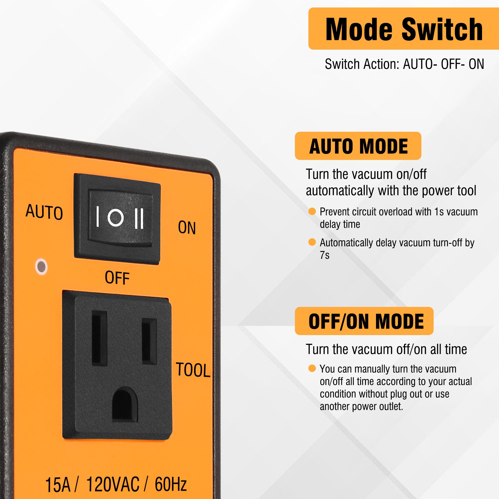 CHAOSEND Automatic Vacuum Switch Allows Power Tool/Table Saw to Turn Vacuum Cleaners/Accessories On and Off, Turn-On Delay Prevents Circuit Overloads Shop Dust Collector Off Delay