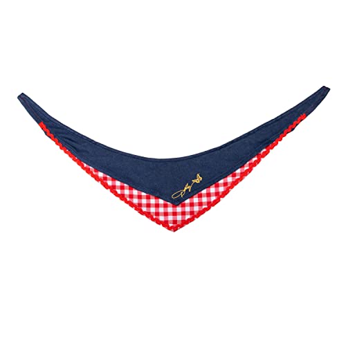 Doggy Parton Blue Printed Denim & Gingham Print Bandana for Pets Large/X-Large