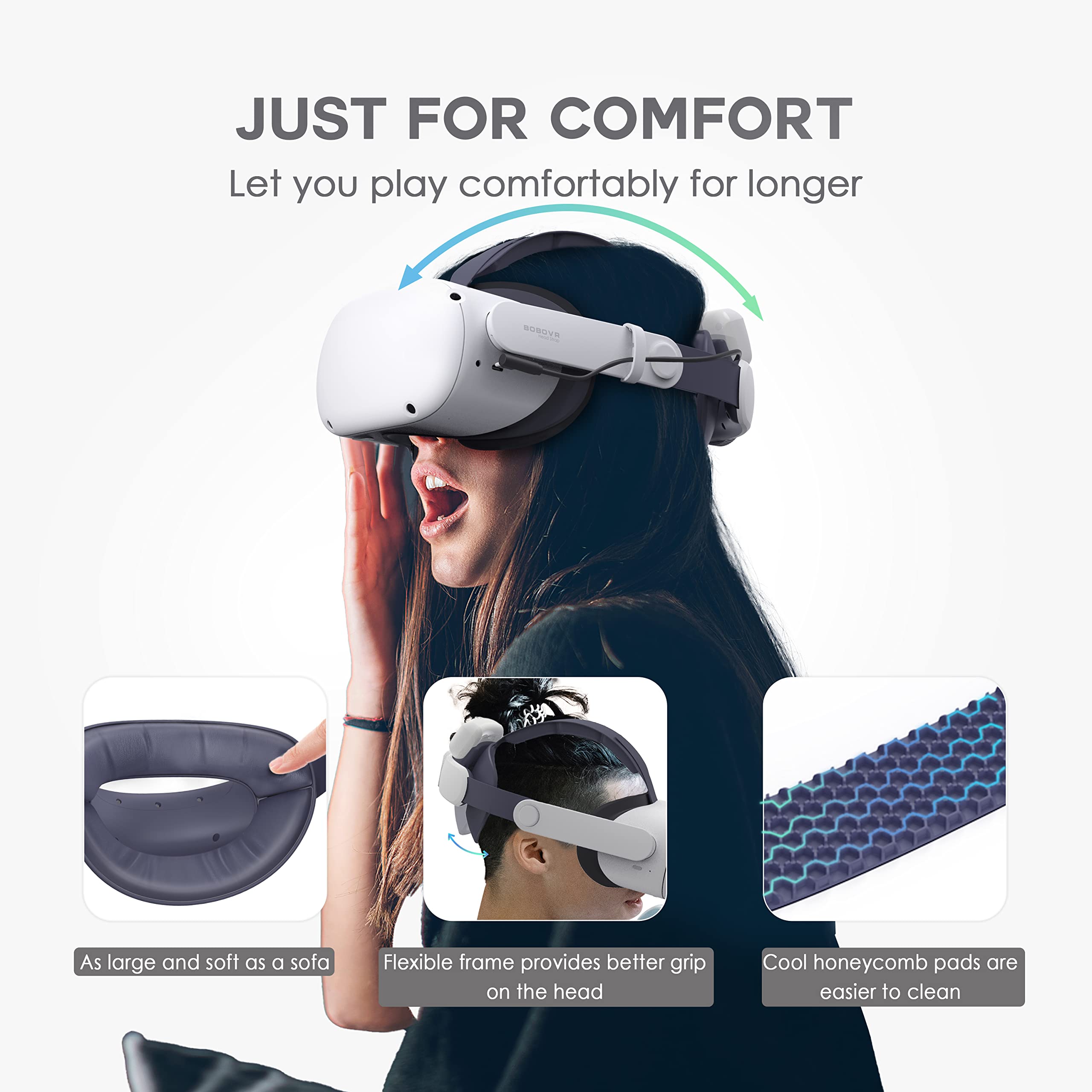 BOBOVR M1 Plus Sport Head Strap Twin Battery Combo,Compatible with Quest 2