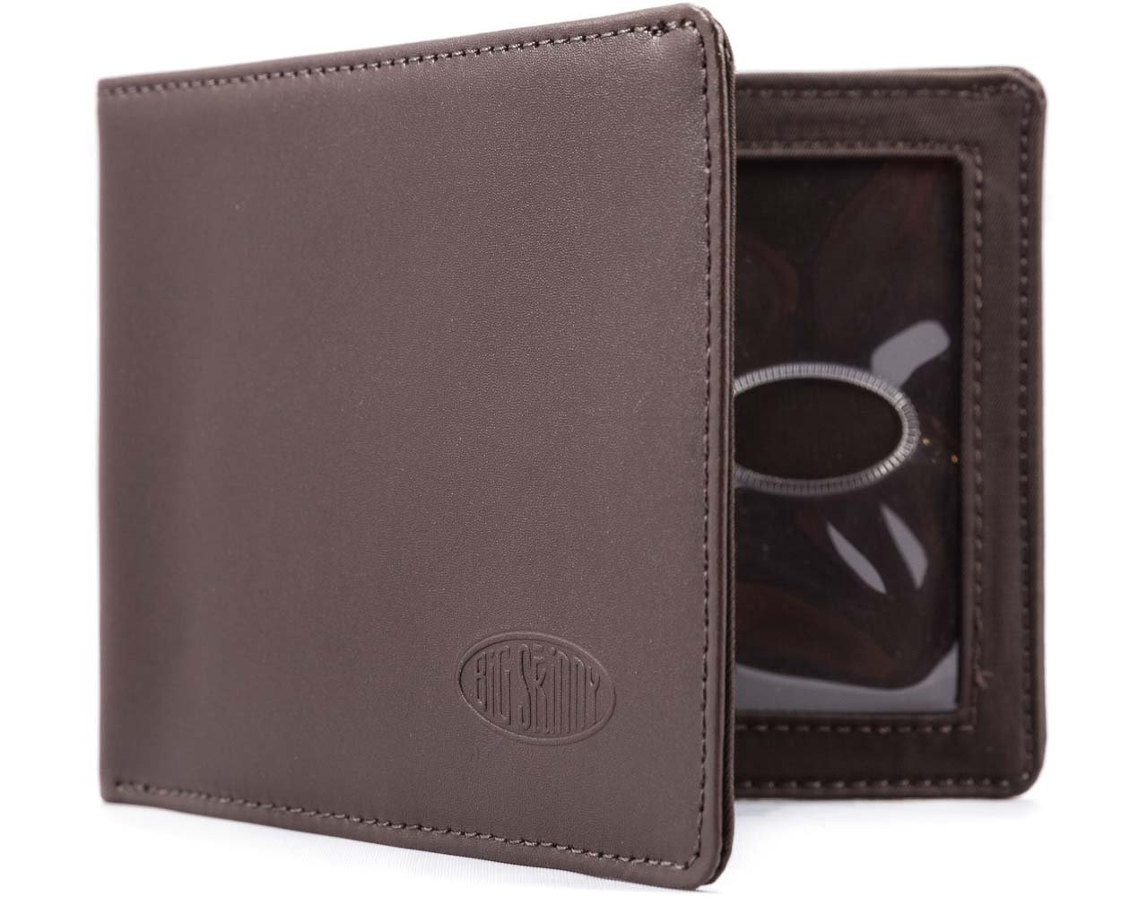 Big Skinny Men's Super Stretch Skinny Leather Bi-Fold Slim Wallet, Holds Up to 30 Cards, Brown (SKNYLSSBR)