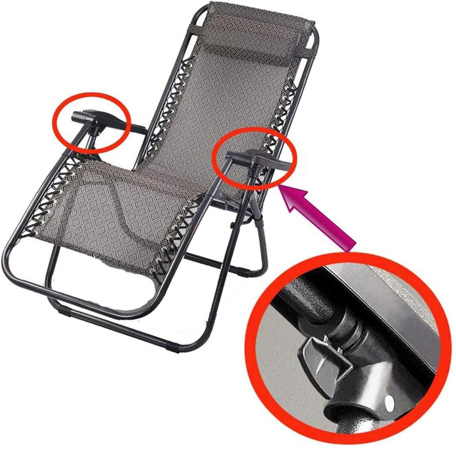 heyous 2 PCS Plum Blossom Fixed Lock Buckle for Zero Gravity Lounge Chair Backrest Seat Lock Hinge for Foldable Camping Beach Recliner Chair 120x67mm Black