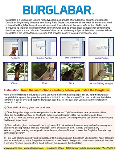 Burglabar 2 Pack - Great for Sliding Patio Door Lock, (Use 2 for doors) for Basement Windows,Child Safety