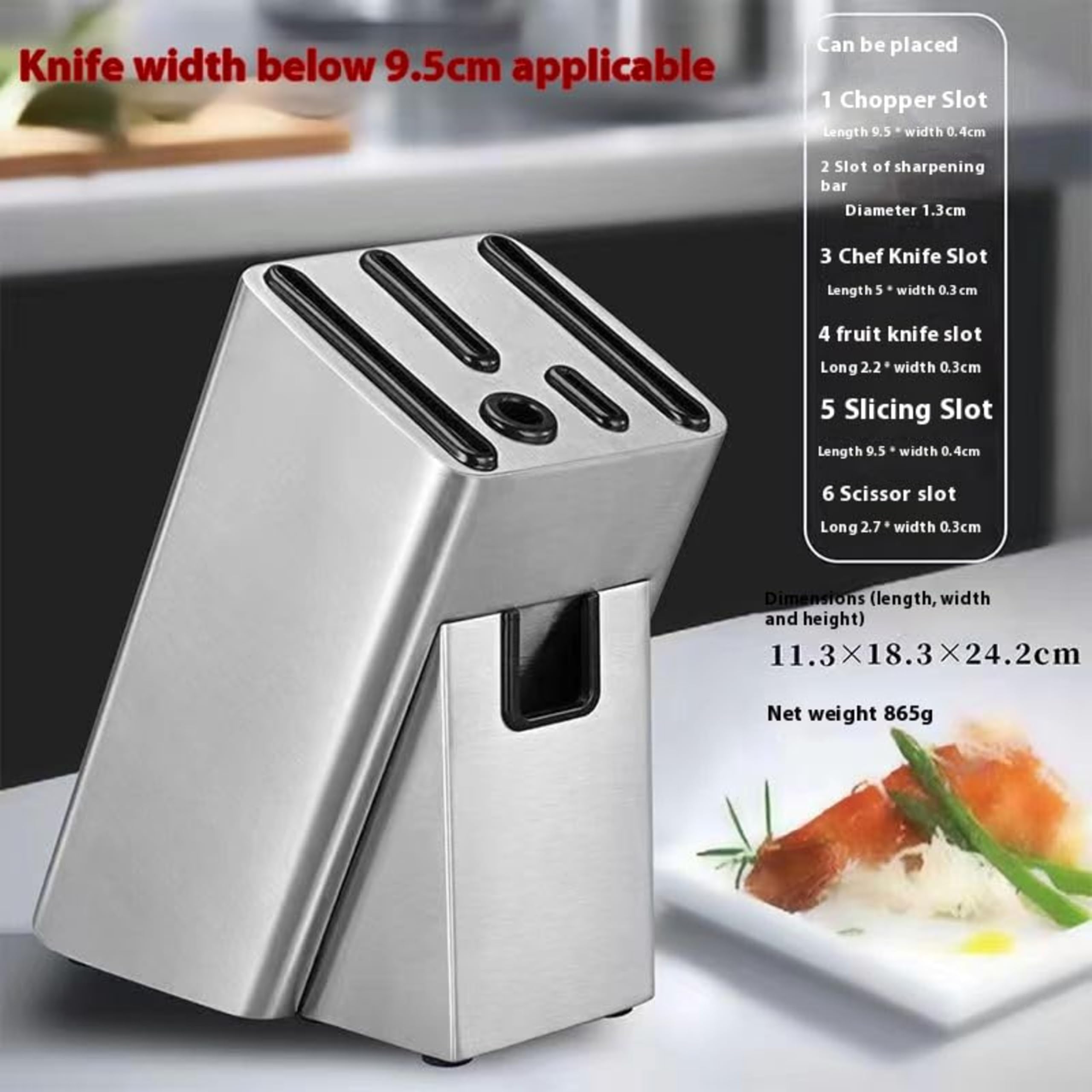 CHAPMAN BROOK Stainless Steel Knife Holder - Knife Block - Durable Kitchen Organizer for Chef Knives, Slicing, Scissors - Space-Saving Knife Storage for Countertops