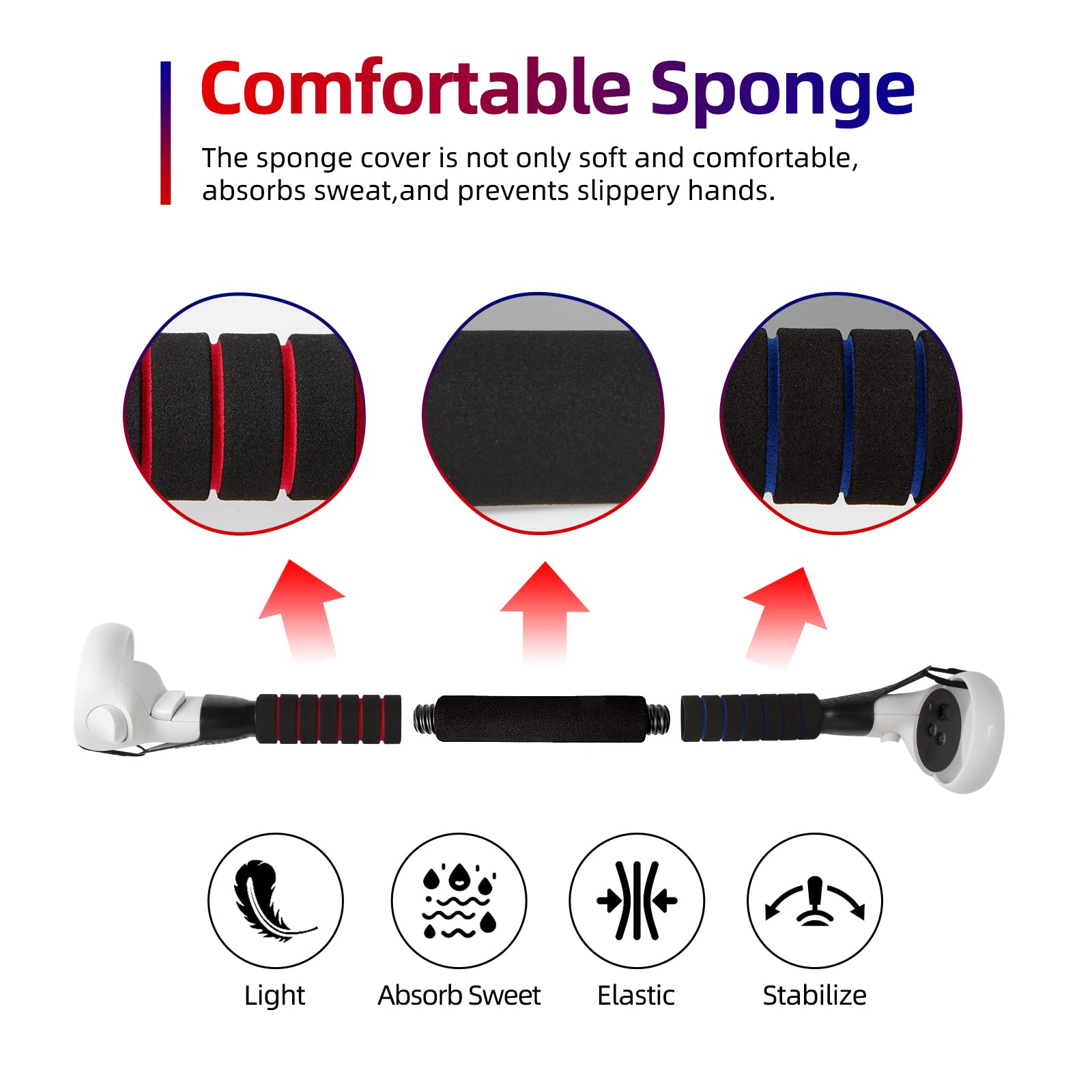 Beat Saber Handles Accessories for Long Beat Saber Games,Long Stick Handle Extension Grips Stand Compatible with Oculus Quest,Quest 2 or Rift S Playing Beat Saber Games, Sturdy,Comfortable to Grip
