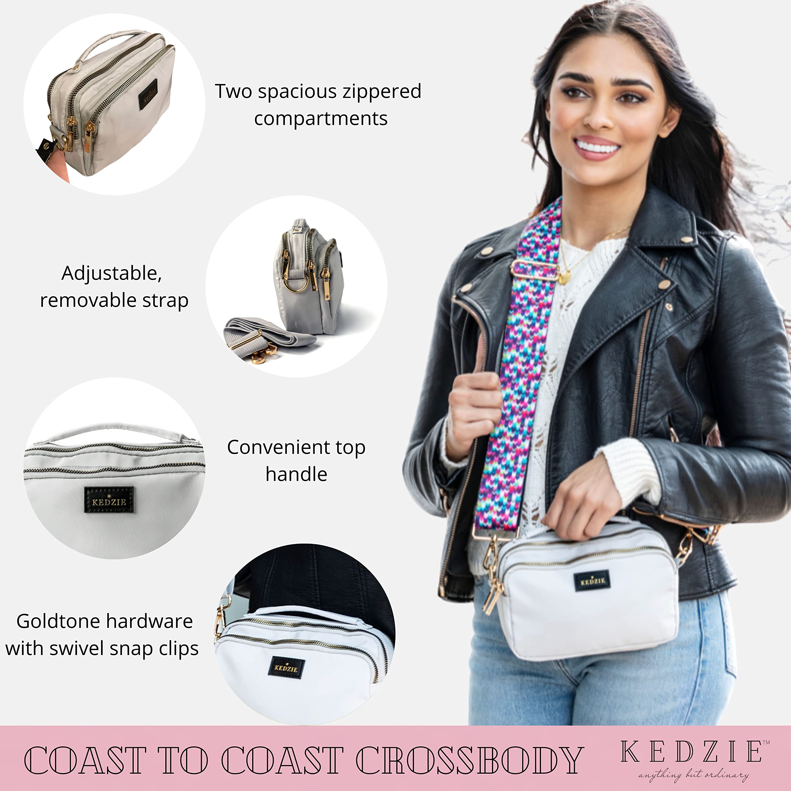 KEDZIE Coast to Coast Crossbody Bag for Women Shoulder Purse Messenger Wallet Lightweight Bag - Teal