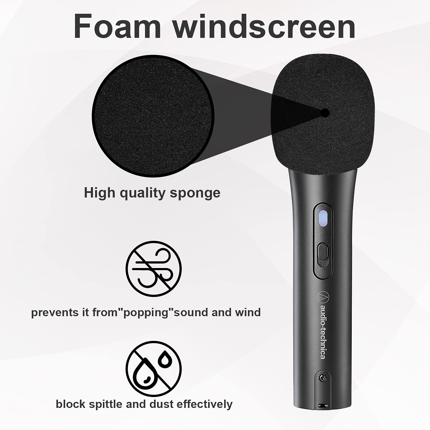 Mictop Q2U USB/XLR Microphone Shock Mount, Microphone Mic Holder with Foam Windscreen for Samson Q2U, ATR2100-USB Microphone, Anti-Vibration Shock Mount with Pop Filter for Reduce Vibration and Noise