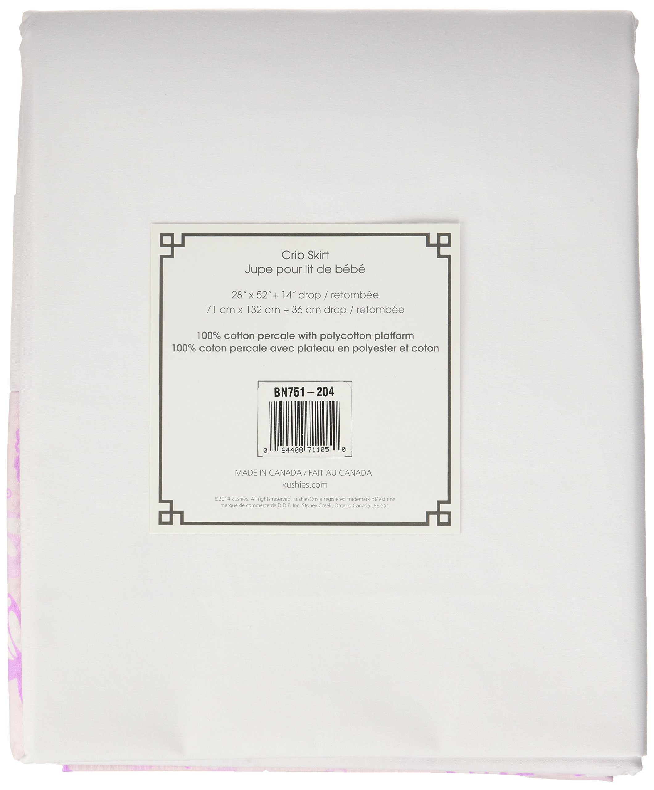 Kushies Baby Ben & Noa Percale Crib Skirt, Pink Butterfly