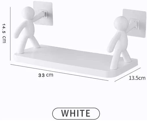 The Kitchen Toilet Receive Shelf - Floating Shelves Bathroom Wall Mounted Shelf,Villain Wall Hanging Rack Punching-Free Humanoid Storage Shelf,Punching-Free Bathroom Storage Rack (3 pcs, White)