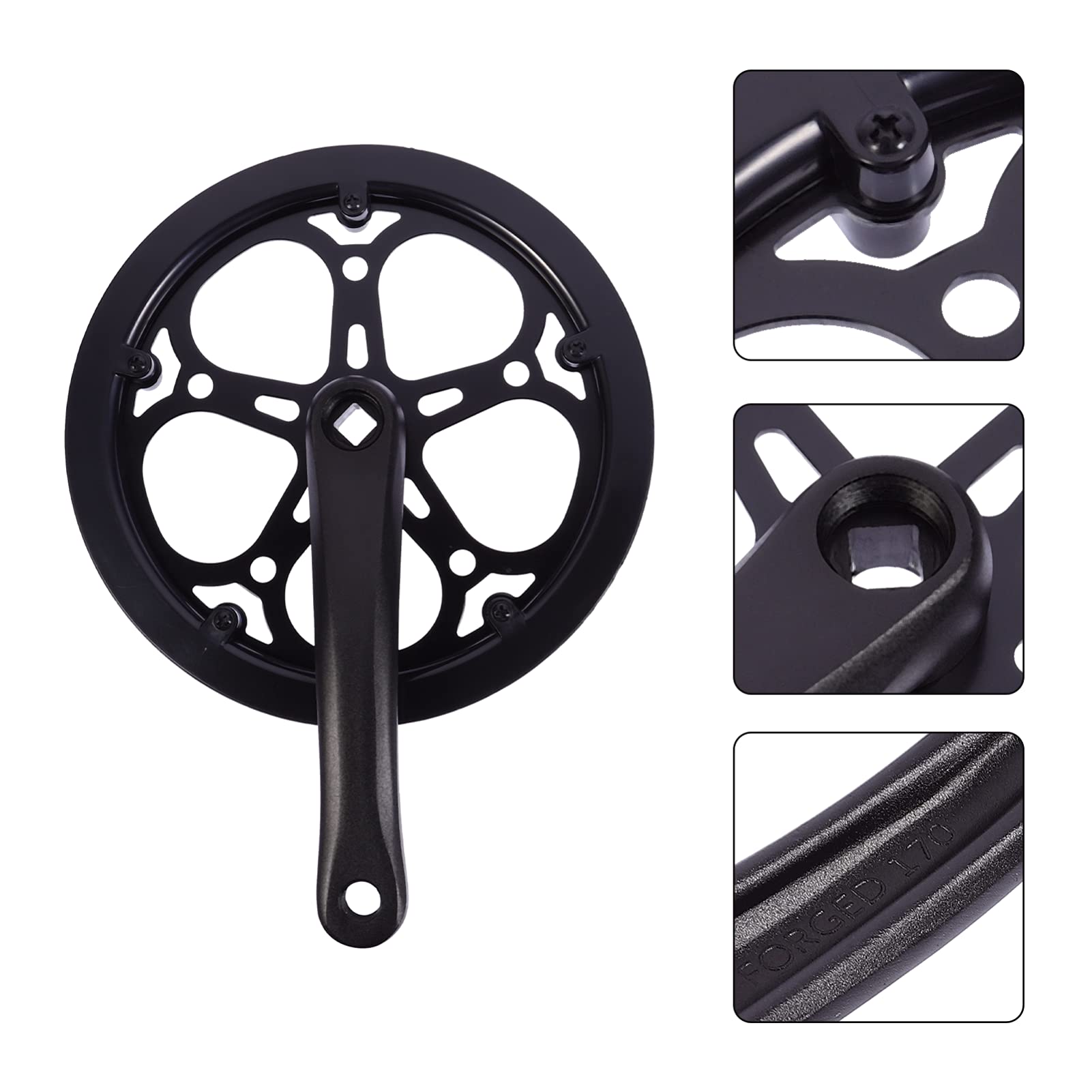 BESPORTBLE Single Crankset MTB Crankset 52T 170mm Crank Arm Mountain Bike Crankset for Single Bike, Road Bicycle, Fixed Gear