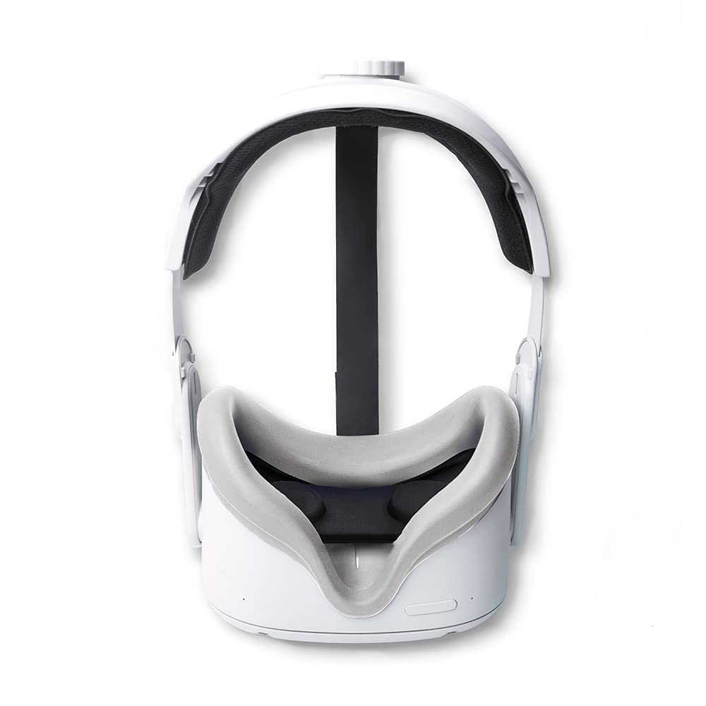 VR Face Cover and Lens Cover Compatible for Meta/Oculus Quest 2 Headset, SINWEVR Sweatproof Silicone Interfacial Face Mask Pad Cushion, Washable and Light Blocking Quest 2 Accessories (White)