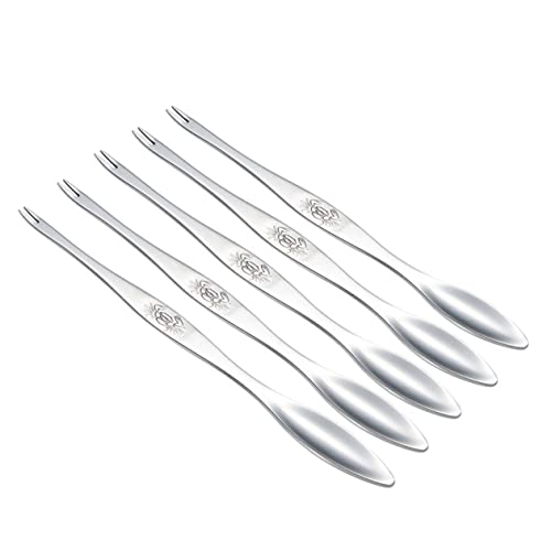 Healvian 5pcs Stainless Steel Crab Fork Tool Heavy Duty Forks Seafood Tools Lobster Eating Tools Prawns Picks Seafood Opener Tool Set Crabs Eating Tools Kit Crabs Eating Fork Silver