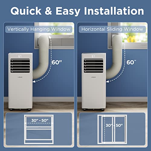 LUBAIR 8,000 BTU Portable Air Conditioners, Portable AC Unit with Remote Control for Room up to 300 Sq.Ft, 3-in-1 Room Air Conditioner Work as Dehu & Fan & Cool with 24Hrs Timer Includes Window Kit