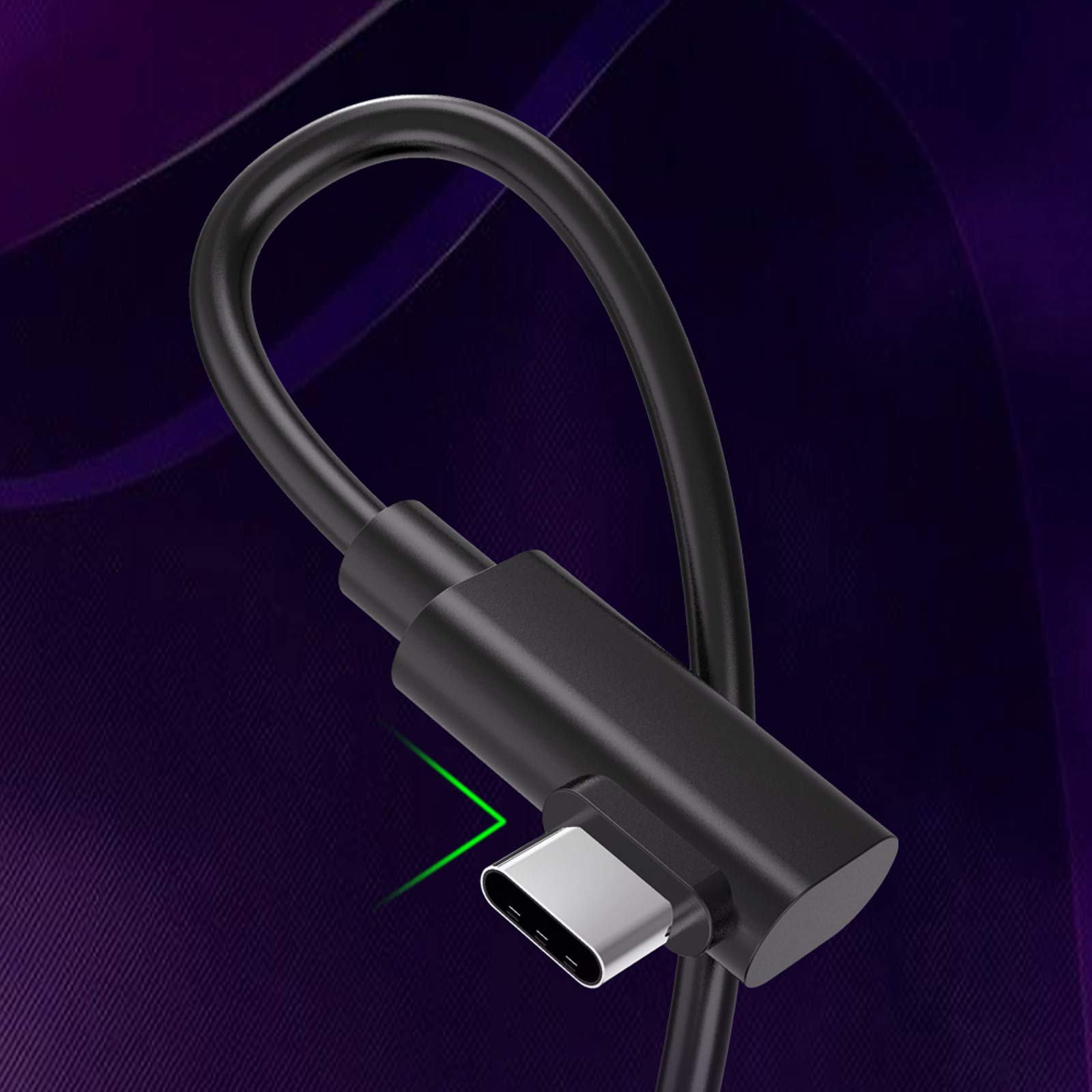 VR Streaming Link Cable Compatible for Oculus Quest, Cuxnoo Virtual Reality Headset Cable Angle USB 3.2 Gen1 C-C High-Speed Data Transfer, Fast Charging Cord, 15FT Black
