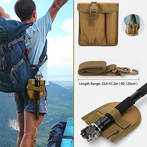 FiveJoy Survival Shovel Multitool (C1) - Portable Collapsible Tactical Tool - Entrenching Backpack Equipment for Hiking Camping Emergency Car - Gifts for Men Dad Husband
