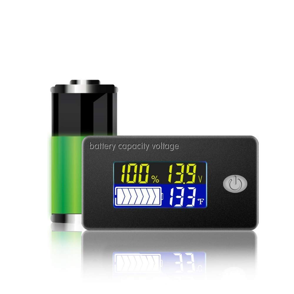 Battery Capacity Voltage Meter 0-179β Temperature Monitor 12V 24V 36V 48V Lead Acid Battery Lithium Battery Gauge Meter (36V)