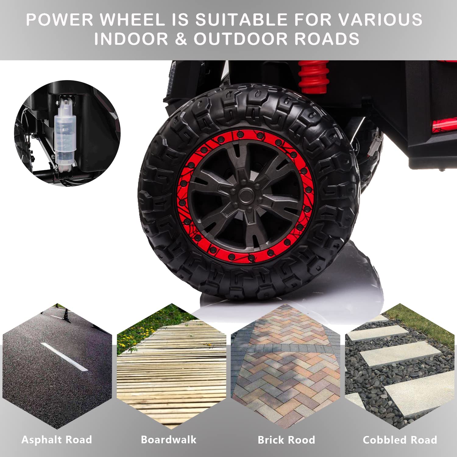 AVRCECI Ride on Car Off-Road UTV 2 Seater Battery Powered Electric Car with Remote Control,LED Lights, Adjustable Speed, MP3/USB/TF for Kids to Drive (Red)