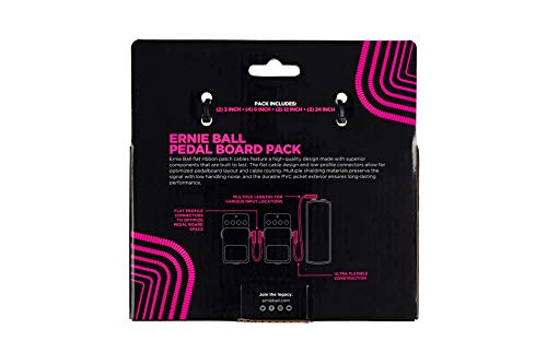 Ernie Ball Flat Ribbon Patch Cable Pedalboard Multi-Pack, Black (P06224)