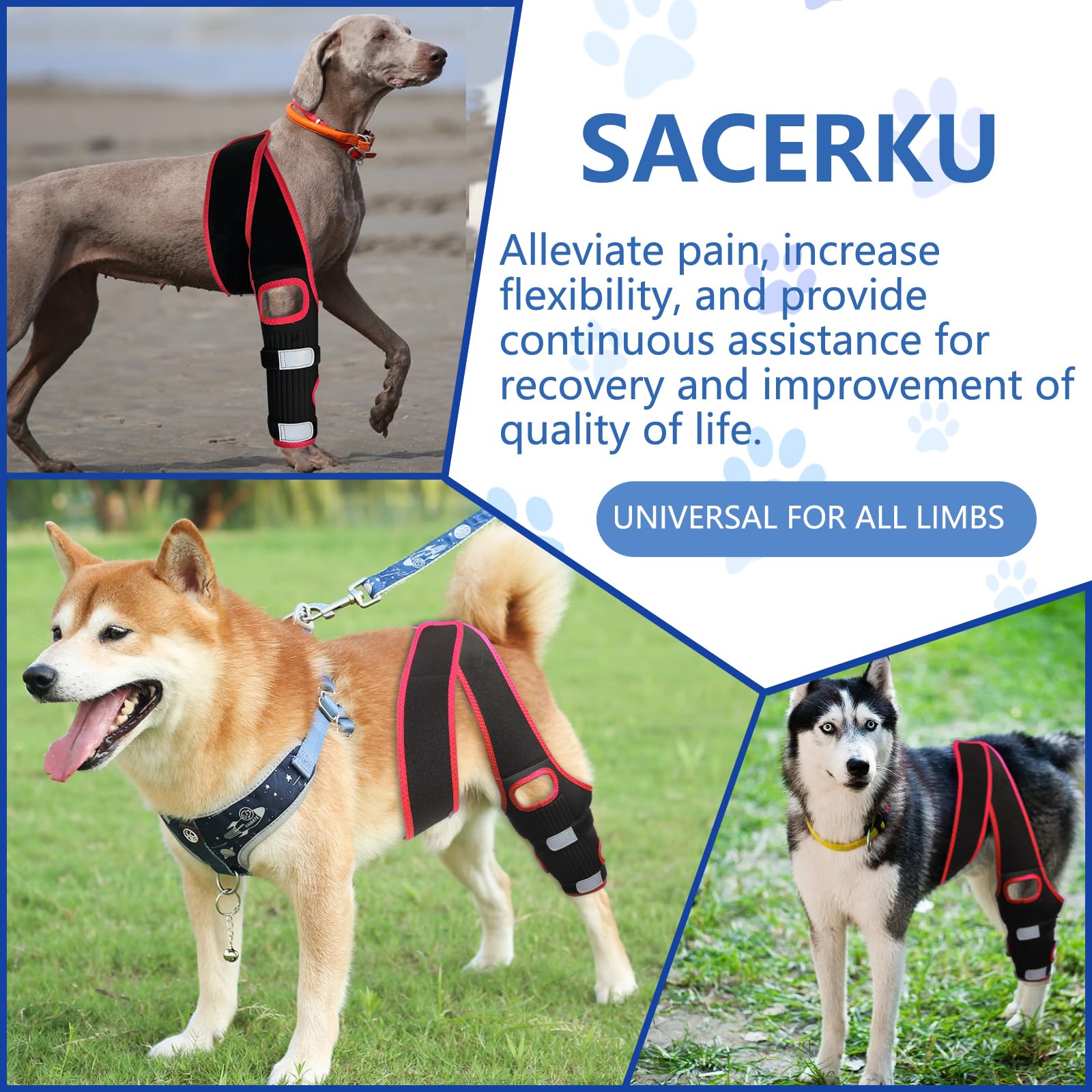 Dog Knee Brace with Side Stabilizers for Dog ACL, Adjustable Canine Shoulder Leg Hip Wraps for Arthritis & Torn CCL, Wound Care & Loss of Stability from Arthritis (S, Red)