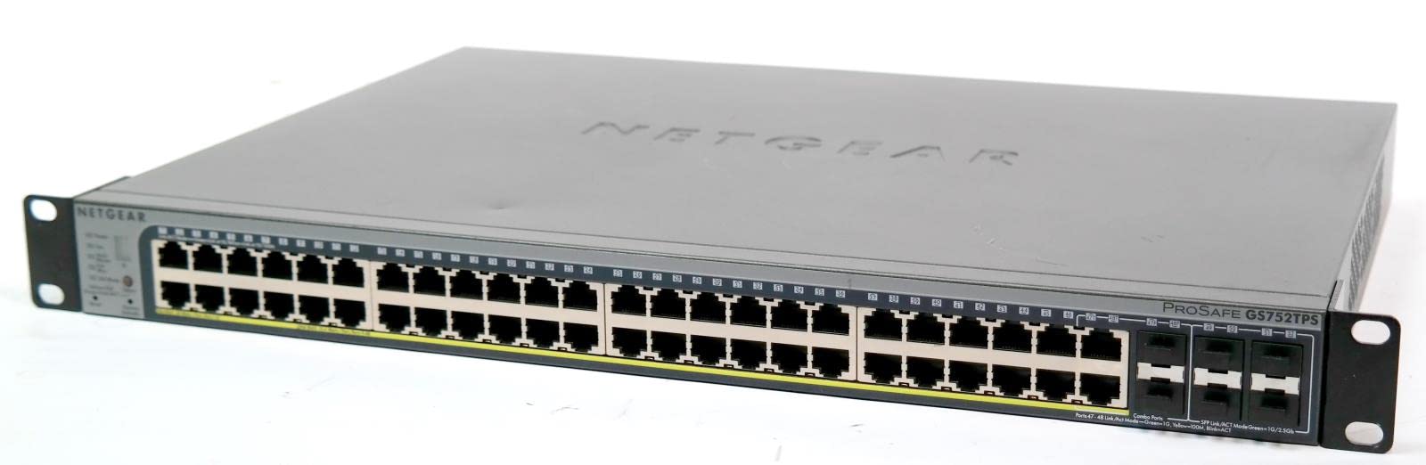 Netgear ProSafe GS752TPS Gigabit Stackable Smart Switch 46 Ports - Manageable - 40 x POE - 8 x POE+ - Stack Port - 6 x Expansion Slots - 10/100/1000Base-T - PoE Ports - Rack-mountable, Desktop GS752TPSB-100NAS