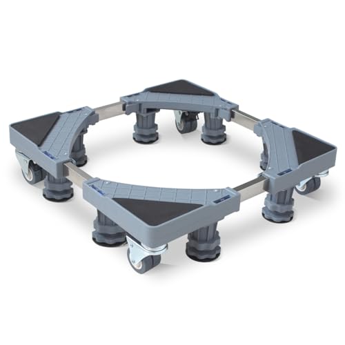 MaxWorks Washing Machine Base Stand with 4 Locking Wheels & 8 Strong Feet, Adjustable Flat Dolly Cart Mobile Base for Washer, Dryer, Refrigerator, Furniture and Appliance - 660 lbs Capacity