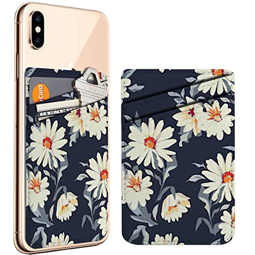 Diascia Pack of 2 - Cellphone Stick on Leather Cardholder ( Pretty Daisy Floral Print Pattern Pattern ) ID Credit Card Pouch Wallet Pocket Sleeve