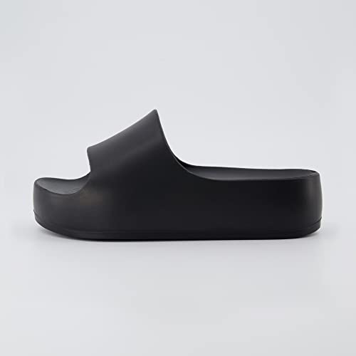 CUSHIONAIRE Women's Ninja platform slide sandal with +Comfort, Black 10
