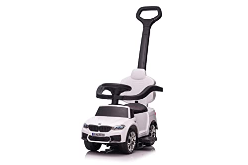 Best Ride On Cars BMW 4 in 1 Battery Powered Push Car, White, Large
