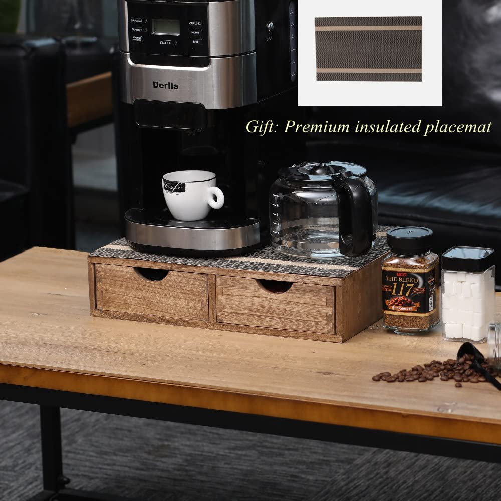 DDYURI Coffee Pods Storage Drawer Holder for Capsules - Multi Functional Desk Organizer Drawers For K-Cup Coffee Maker Brew - Kitchen Mini Wooden Box Chest Sideboard Counter Organization CF1D2C Dark