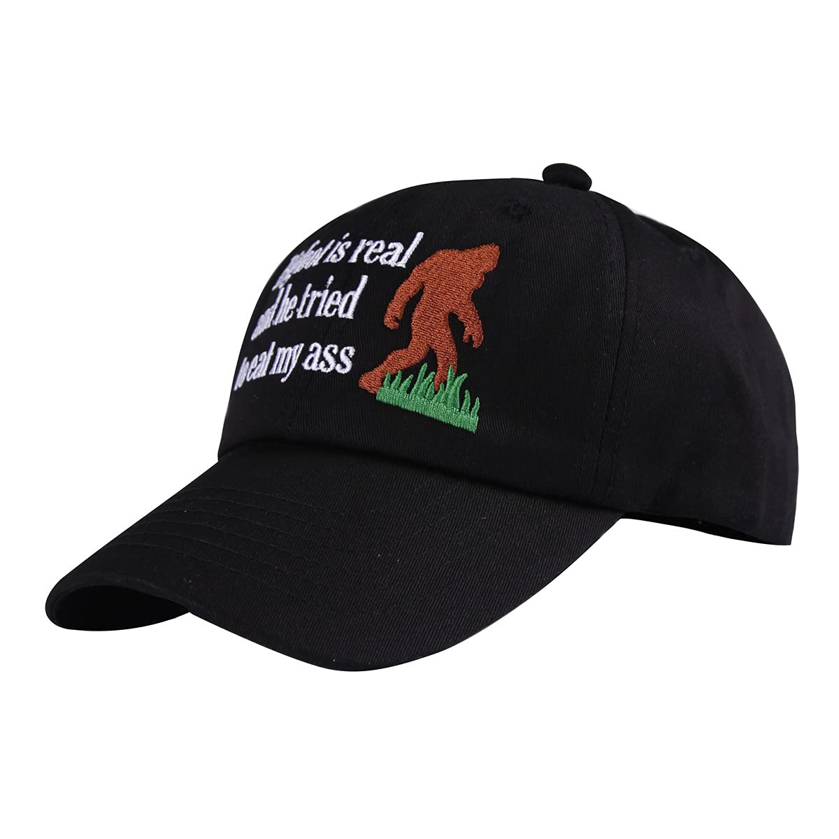 Bigfoot is Real and He Tried to Eat Hat Cotton Bigfoot Costume Gifts Baseball Hats Black