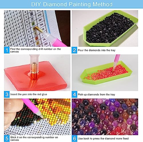 Mrnsiet 5D Diamond Painting Kits for Adults - Horror Friends Halloween Diamond Art Picture, Beginners DIY Full Drill Gem Art Crafts 14x22 Inch
