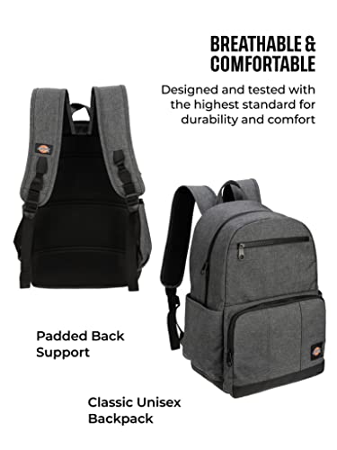 Dickies Journeyman Backpack Classic Logo Water Resistant Casual Daypack for Travel Fits 15.6 Inch Notebook (Charcoal)