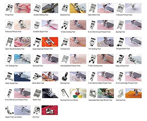 eoocvt 52pcs Domestic Sewing Machine Presser Feet Set for Brother, Babylock, Singer, Janome, Elna, Toyota, New Home, Simplicity, Necchi, Kenmore, and White Low Shank Sewing Machines