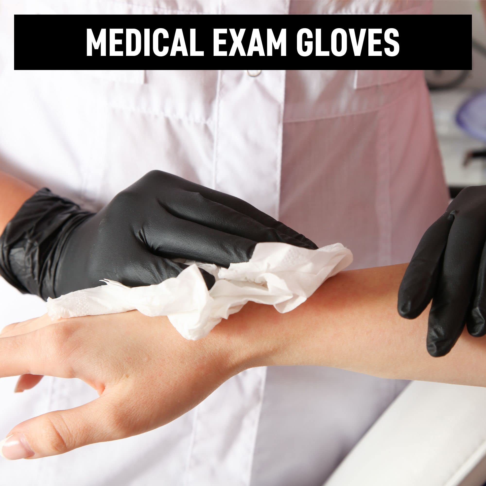 Black Disposable Nitrile Gloves Medium - 200 Pack, Medical Exam Gloves, Powder Free, Latex Free Gloves