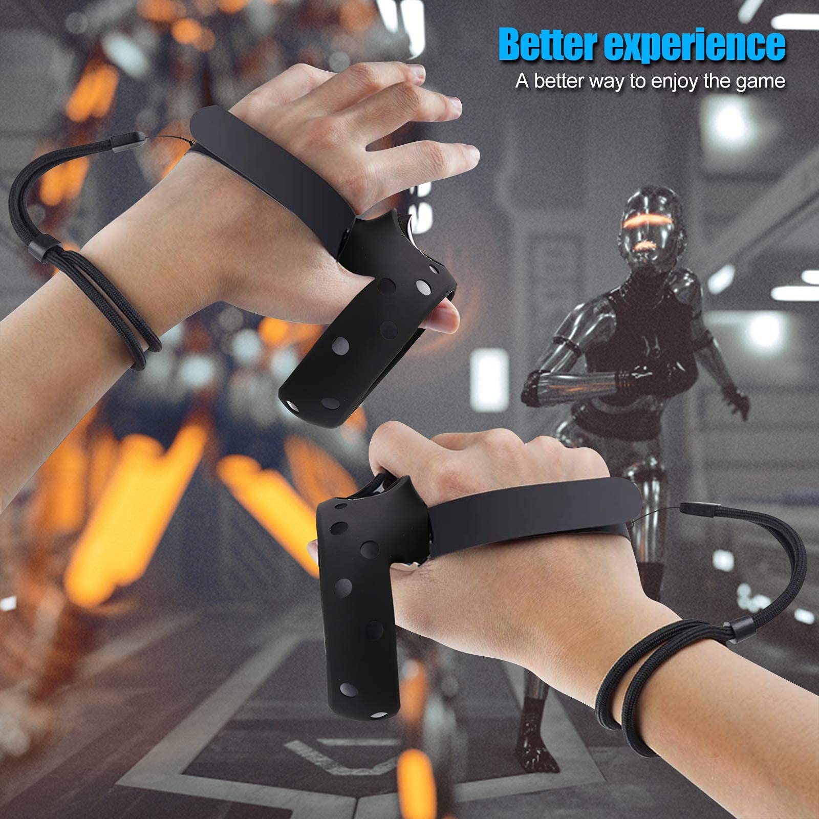 CgBeHah VR Protective Cover set for Oculus Quest 2, Silicone Face Cover, Touch Controller Grip Cover and VR Lens Protect Cover with Anti-Throw Sweat Proof Light Proof, Black