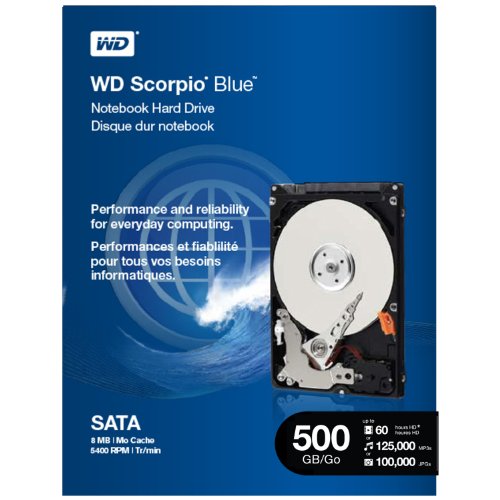 WD Blue Notebook 500GB SATA 3.0 Gb/s 2.5-Inch Internal Notebook Hard Drive Retail Kit