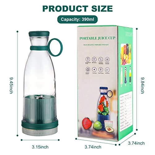 Portable Blender, Personal Blender for shakes and smoothies,Mini Blender,390 ml Capacity (13 oz), Small Blender, with Sharp 6 Blades,Travel Blender,USB Charging is Applicable to Travel,Outdoor,Gym and Office…