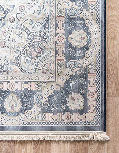 Unique Loom Narenj Collection Classic Traditional Medallion Textured Design Area Rug, 5 x 8 ft, Navy Blue/Tan