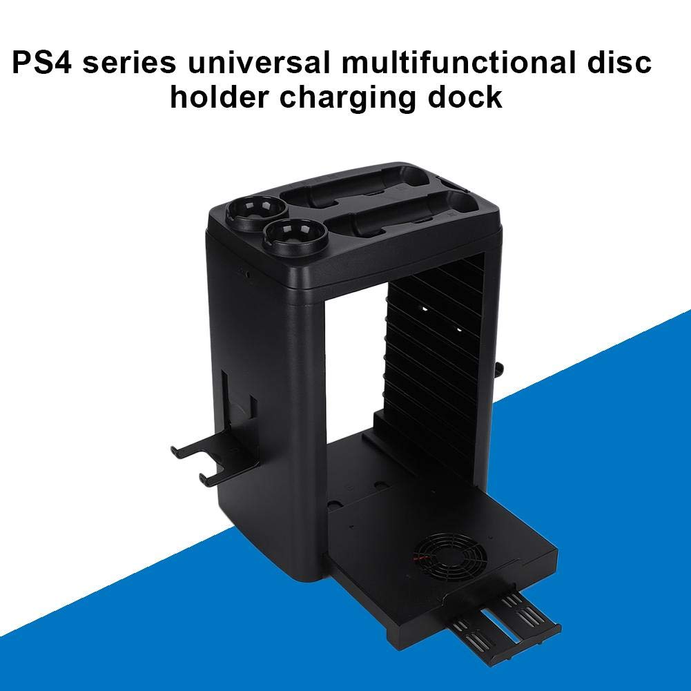 Multifunctional Vertical Cooling Stand for PS4,Charging Dock Station with 11 Game CD Storage for PS4 for PS4 Slim for PS4 Pro