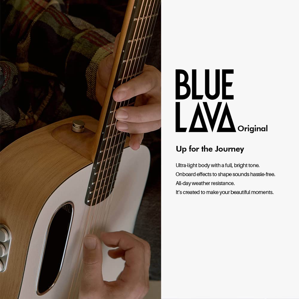 Blue Lava Original 36" Acoustic Guitar w/Ultra-light Body + Lite Bag + FreeBoost and Effects plus Bundle w/Foldable Guitar Stand + 1/4" TRS Cable + On-Stage Guitar Strap and more