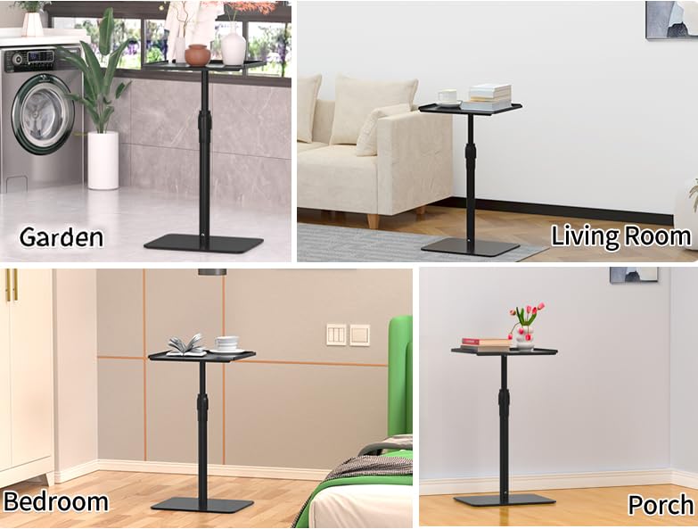 GAGUIUP Adjustable Side/End Table - Metal Coffee Table Small Sofa Side Table Indoor Nightstand Furniture for Living Room, Dorm, Home Office, and Bedroom - Black