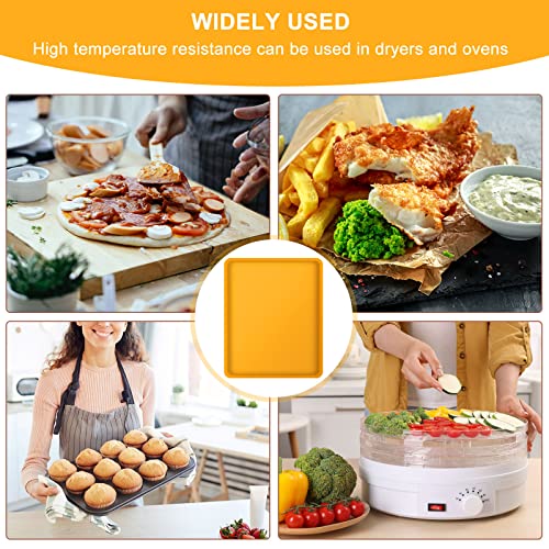 Vesici Set of 8 Silicone Dehydrator Sheets 12.2 x 10.2 Inch, Non Stick Dryer Mats with Edge High Temperature Resistance Fruit Trays Reusable Dehydrator Trays for Fruits Meat Vegetables Herbs(Orange)