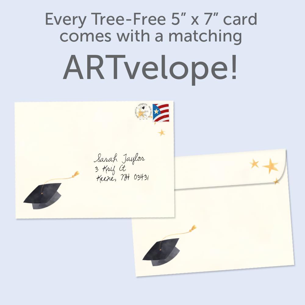 Tree-Free Greetings Graduation Greeting Card with Matching Envelope, Eco Friendly, Made in USA, 100% Recycled Paper, 5 x 7, 2024 Congrats Cap (GO68779)