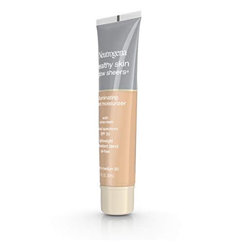 Neutrogena Healthy Skin Glow Sheers Tinted Moisturizer, Oil-Free & Non-Greasy Moisturizer with Antioxidant Vitamins A, C, and E, Broad Spectrum SPF 30 Sunscreen, Light to Medium 30, 1.1 oz (2 Pack)
