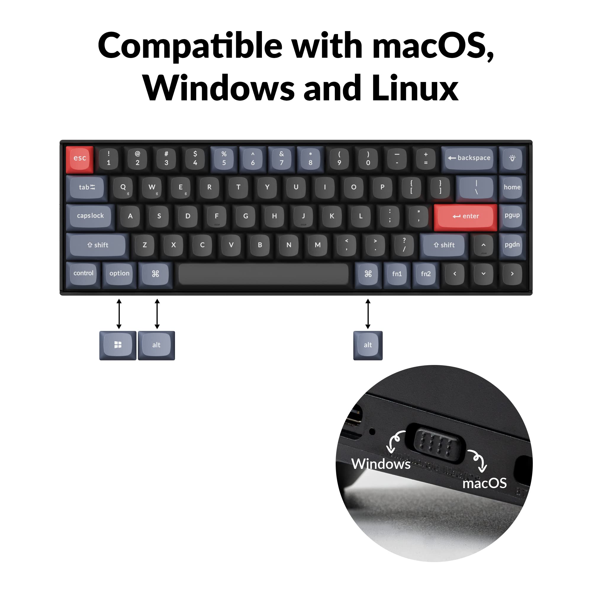 Keychron K6 Pro Wireless Custom Mechanical Keyboard, QMK/Launcher Programmable Macro, Hot-Swappable Keychron K Pro Red Switch Keyboard, 65% Layout RGB Backlit Office Keyboard for Mac Windows Linux