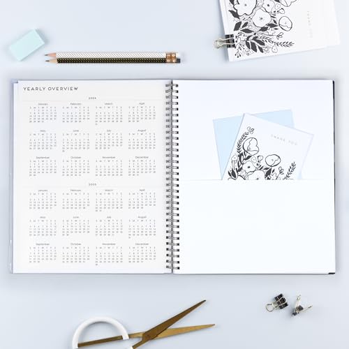 Blue Sky 2024 Weekly and Monthly Planner, January - December, 8.5" x 11", Clear Pocket Cover, Wirebound, Baccara Dark (110211-24)